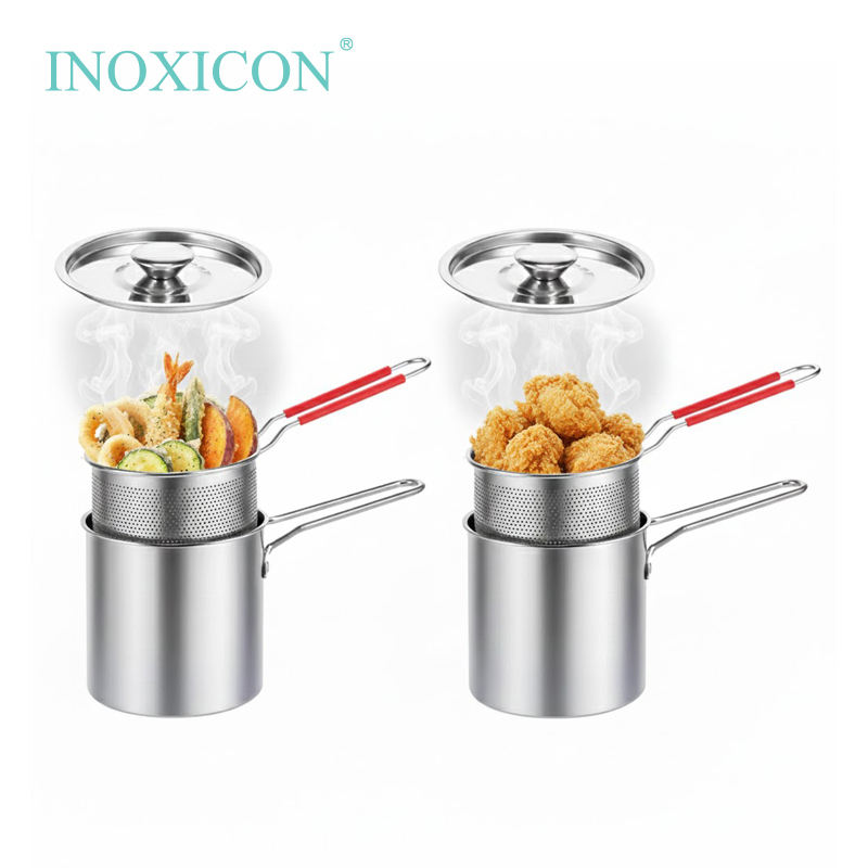 Compact Stainless Steel 1200ml Deep Fryer Filter Rack Gas Induction ...