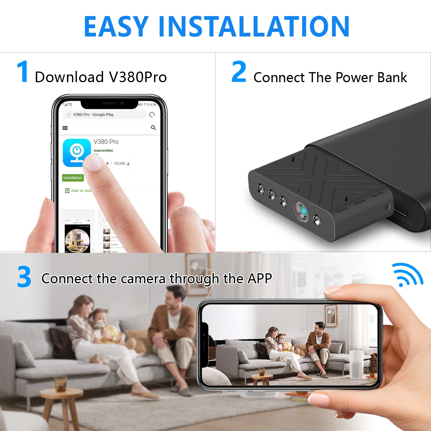 OEM Mini USB kémkamera, 1080P Quantum, 100°-os széles látószög videó és ...