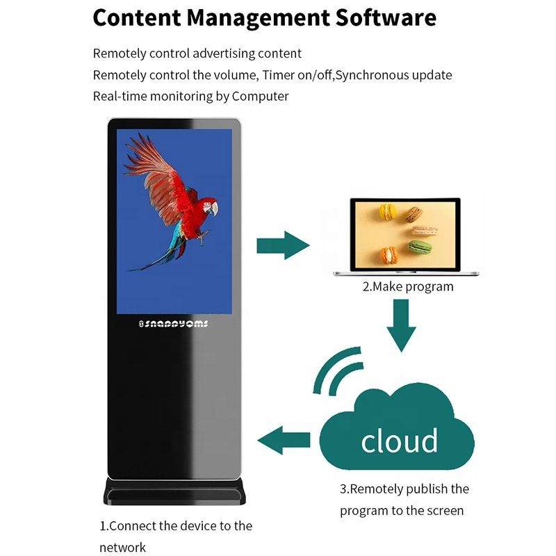 43 49 55 Inch Indoor Android Floor Stand Touch Screen Display ...