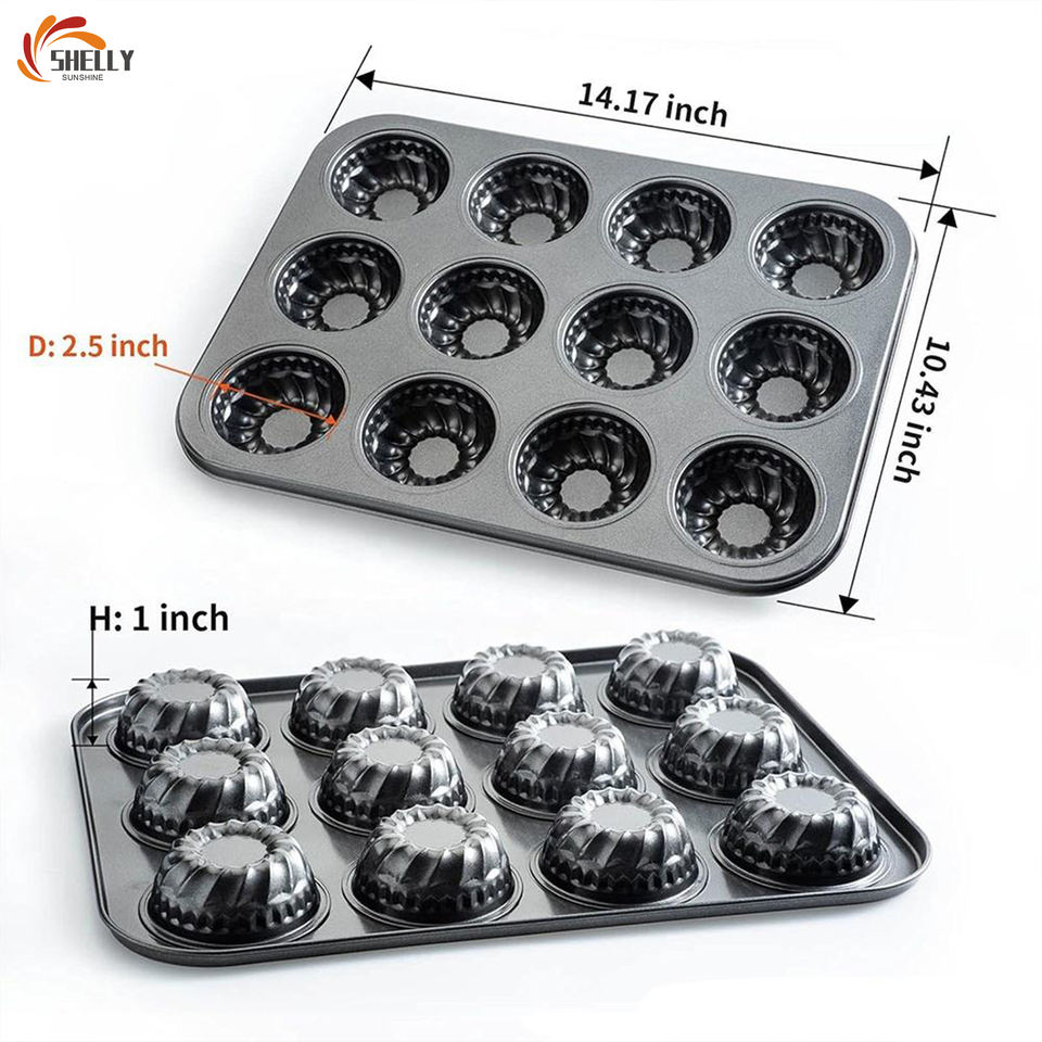 XL-Rectangle Non-Stick Eco-Friendly Cupcake Mold Carbon Steel Oven ...