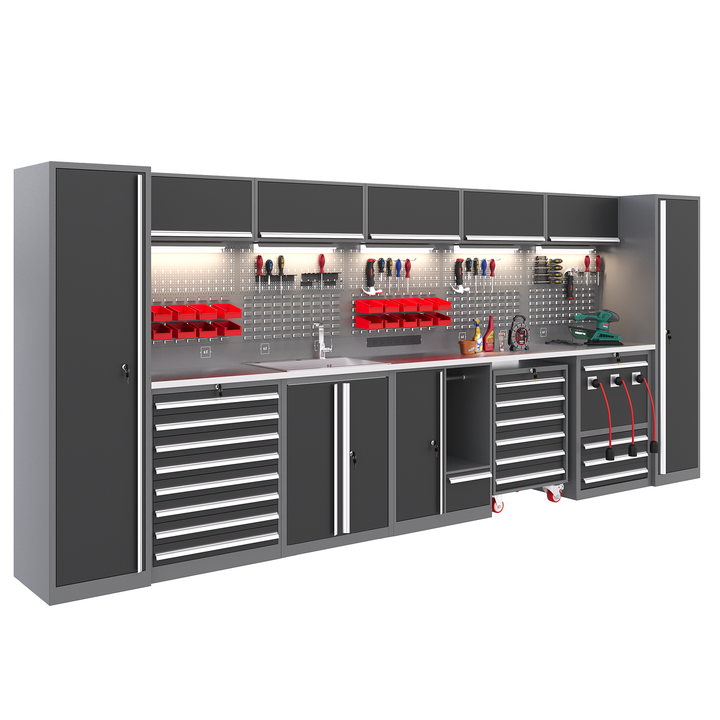 Corner Wall Modular Tool Cabinet System for Mechanic Garages
