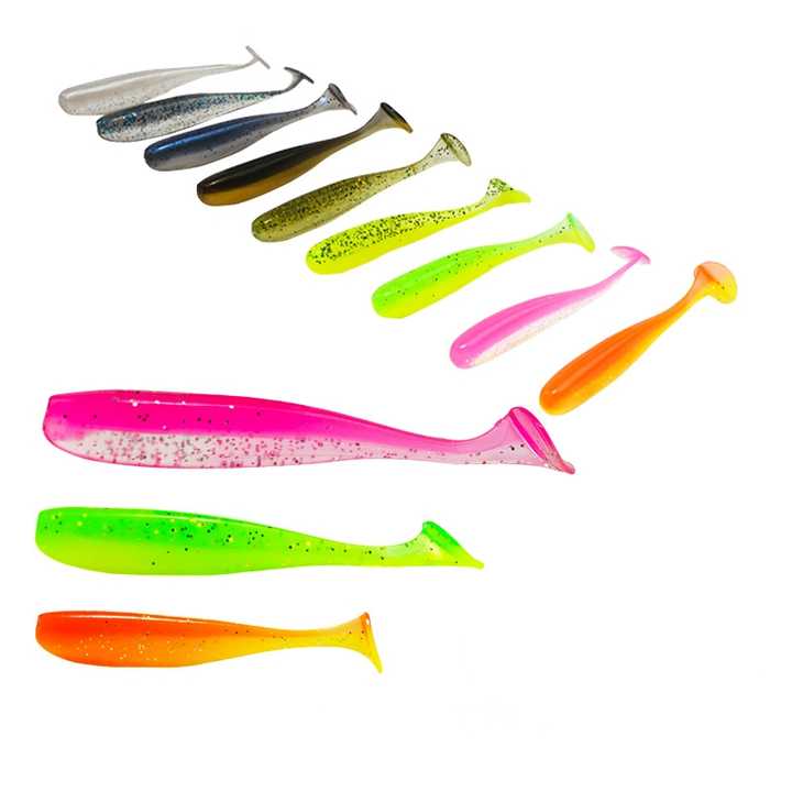 New 55mm 65mm 70mm T Tail Shad Worm Soft Bait Artificial Bait Swimbait ...