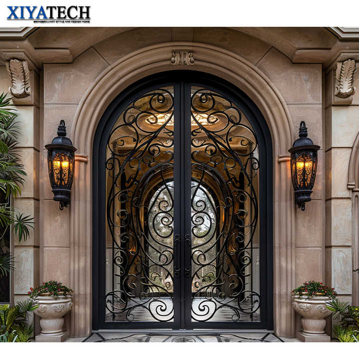 XIYATECH Arched Steel Entry Wrought Iron Door Luxurious Wrought Iron ...