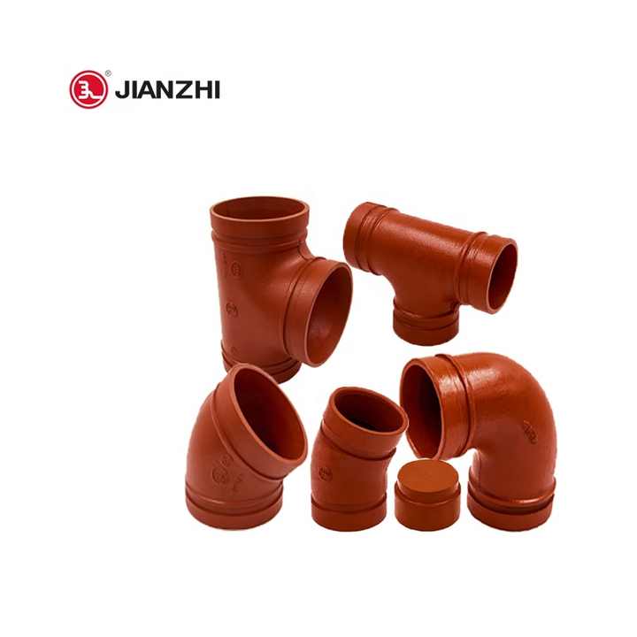JIANZHI High Quality 90 Degree Elbow Ductile Cast Iron Grooved Pipe Fittings for Fire Fighting ...