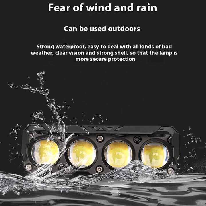 High-Low Beam LED Two-Color Headlight Waterproof External Four-Eye ...