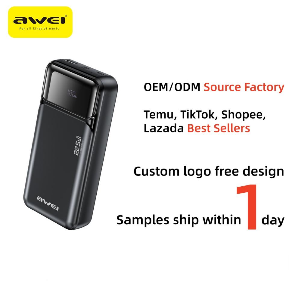 Awei 20000mAh Power Bank Travel Charger Mini Size with Fast 22.5W ...