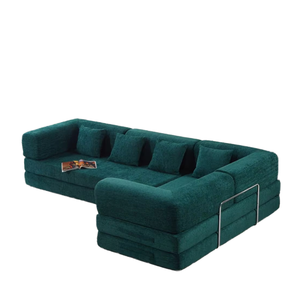 Nordic Style L-Shape Compressed Sofa Set Convertible and Upholstered ...