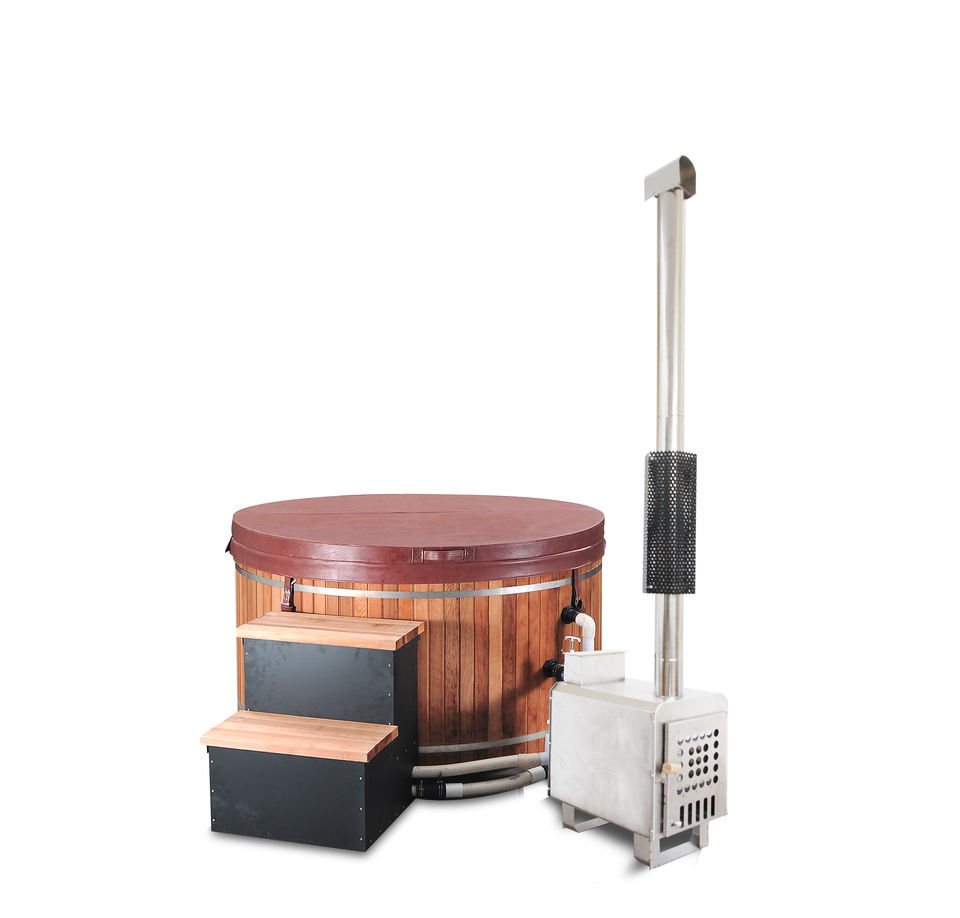 Outdoor Red Cedar Wood Fired Spa - Hottub for 2-4 People