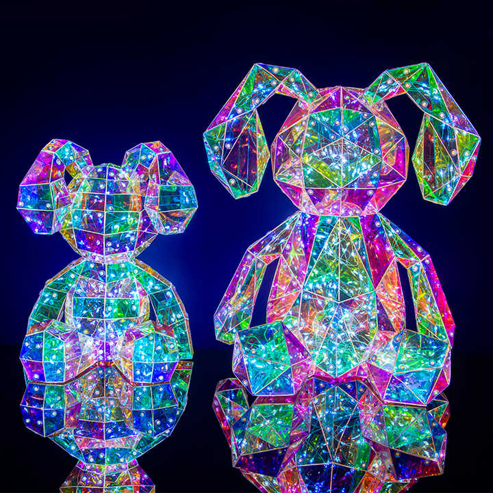 Novelty Holographic LED Light Glowing Rabbit Toy Voice-controlled ...