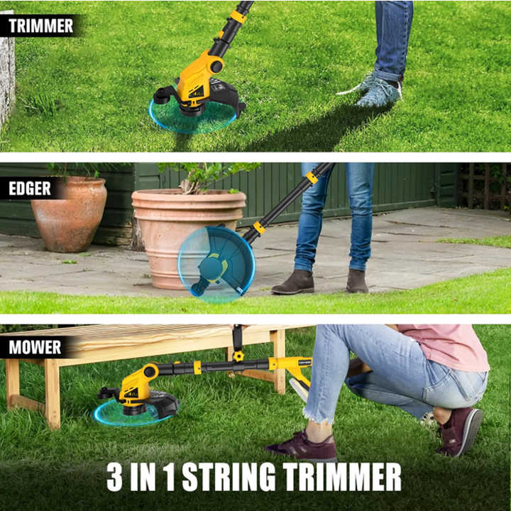 18V Cordless Garden Grass Edger Tool with Rotary Weed Brush DIY Grade ...