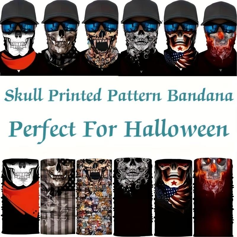 Halloween Skull Pattern Face Mask Neck Gaiter Shield Scarf Elastic ...
