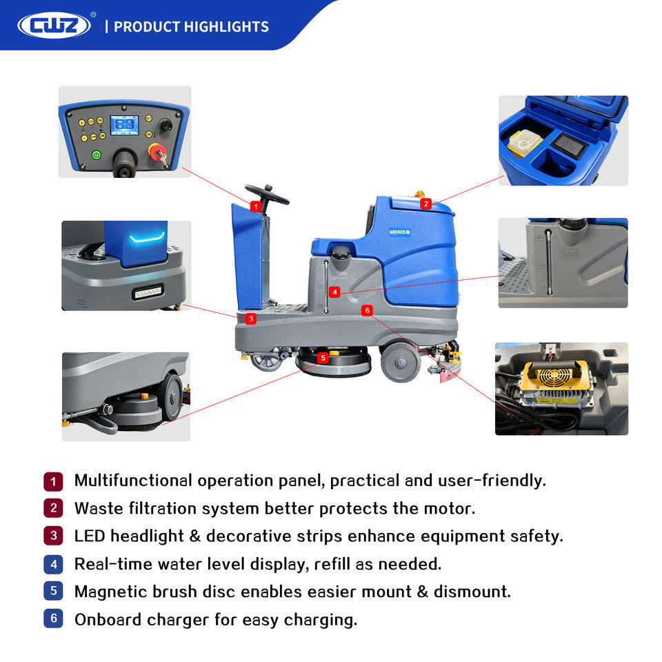 New CWZ Ride-On 24V 100Ah Battery-Powered Industrial Floor Scrubber ...