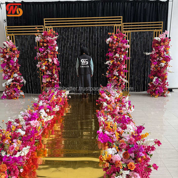 SMOOTH Cheap Price Wedding Flower Runner Pink Plump Arch Hanging Flower ...