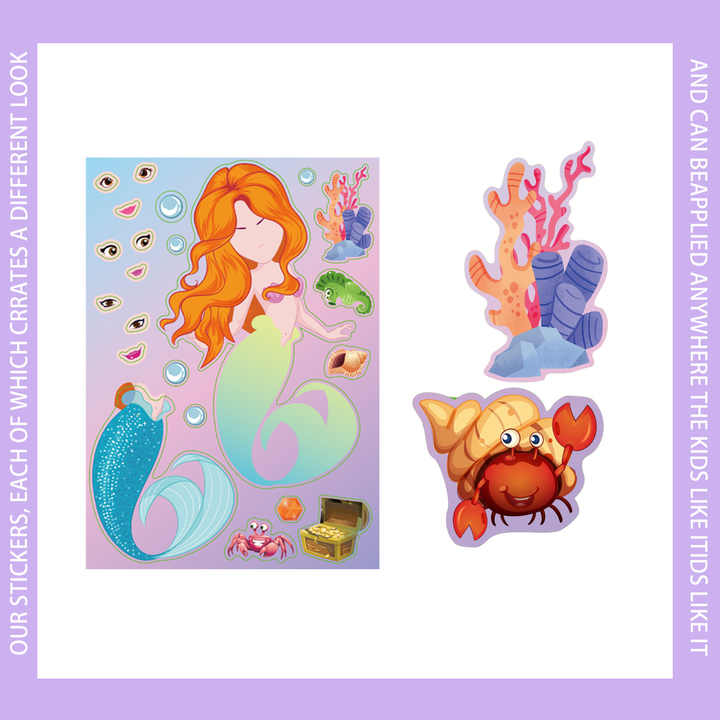 Make-a-face Sticker Set Make Your Own Mermaid Princess for Kids Party ...