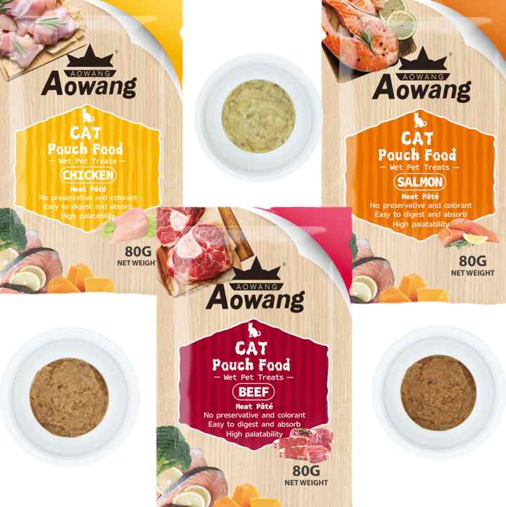AOWANG Brand High Quality Factory Wholesale Cat Pouch Food 80g Beef ...