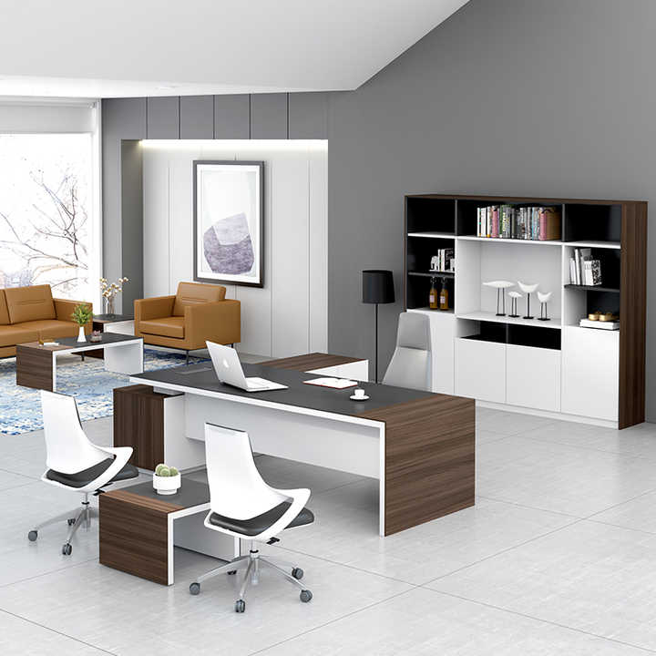 Modern Boss Executive L-Shaped Office Desk Large Managerial Furniture ...