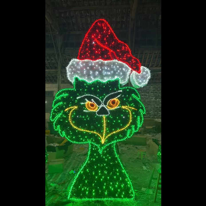 Customized 2D 3D Grinch Motif Lights for Christmas Decor