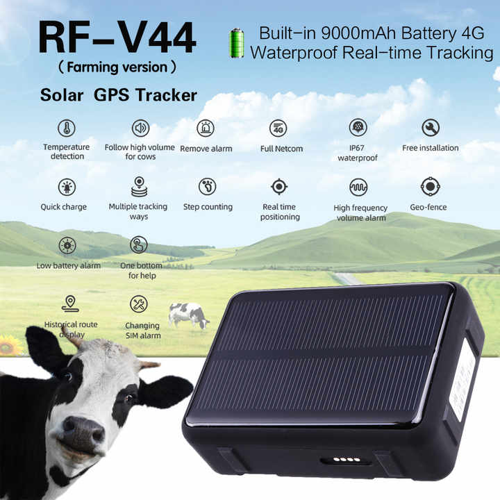Solar Power 4G LTE GPS Tracker - IP67 Waterproof Animal Locator