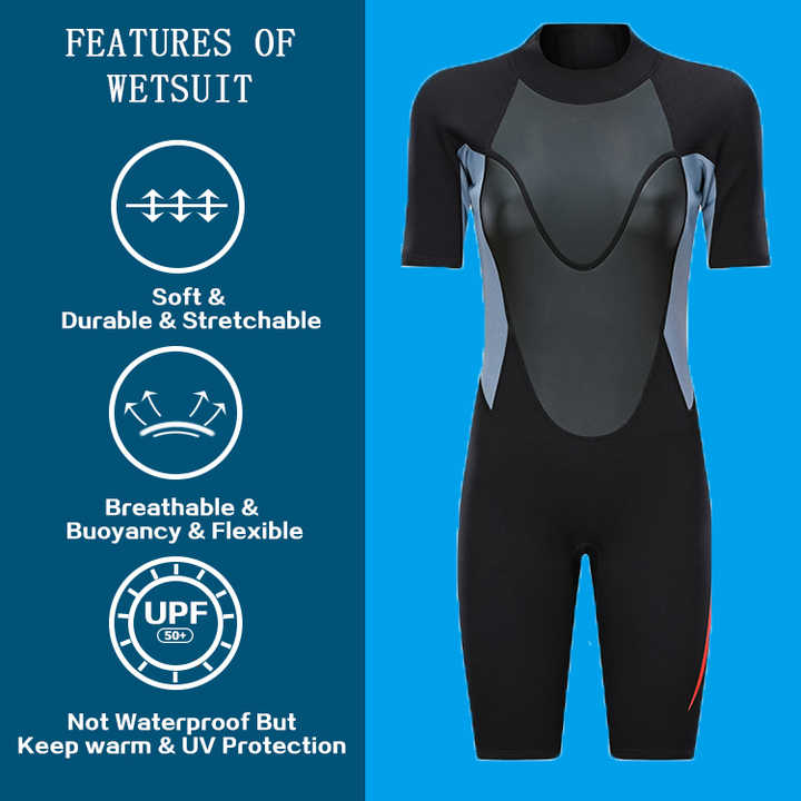 Custom Logo Women Back Zipper One Piece Shorty Wetsuits Suit Sunscreen ...