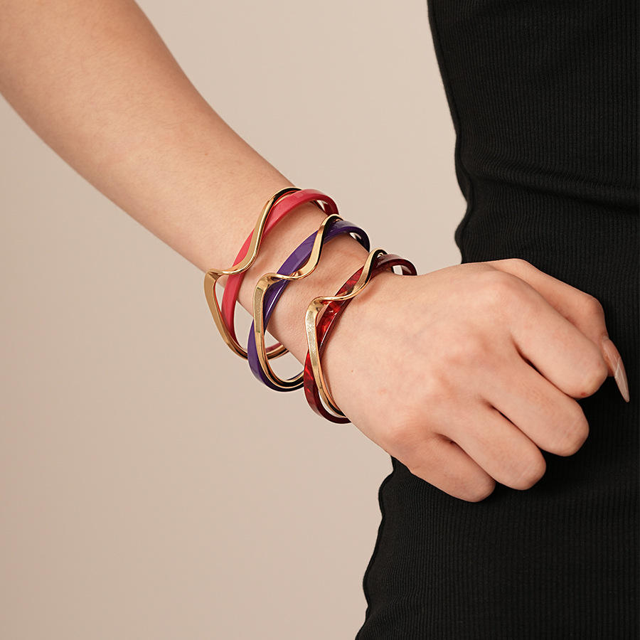 European American Geometric Bracelets Circle Double-Layer Open BANGLE ...