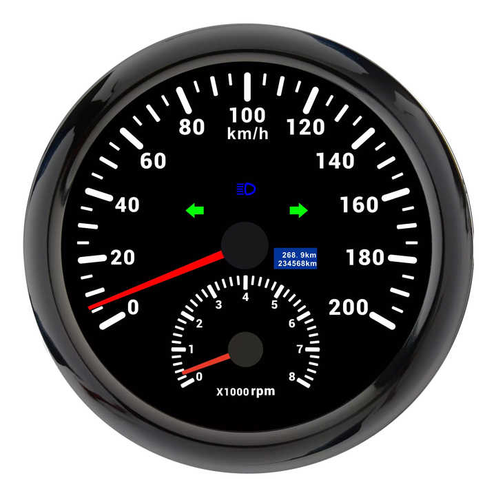 110mm Black GPS Speedometer 200km/h with Tachometer 8000RPM Gauge ...