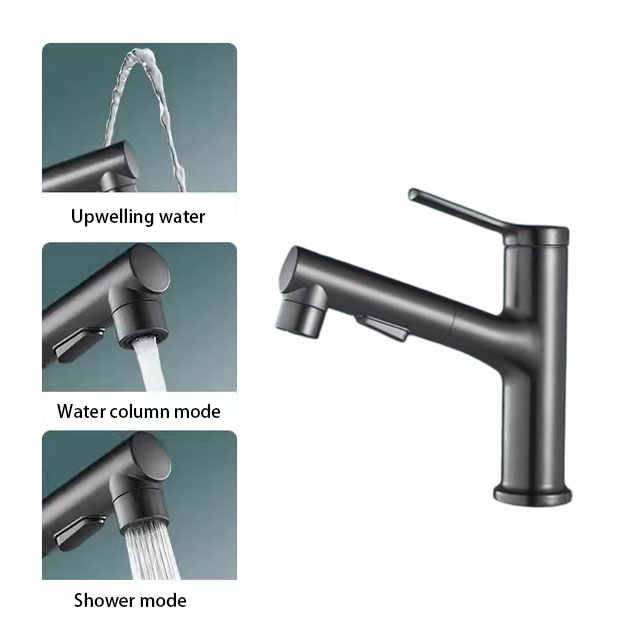 Basin Mixer Tap Two Function Basin Gun Gray Pull Out Hot and Cold Water ...