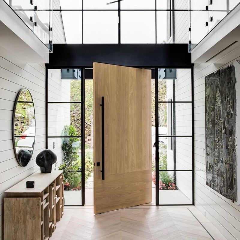 Alucasa Modern Solid Wood Entry Door: Minimalist Aluminum Pivot Design ...
