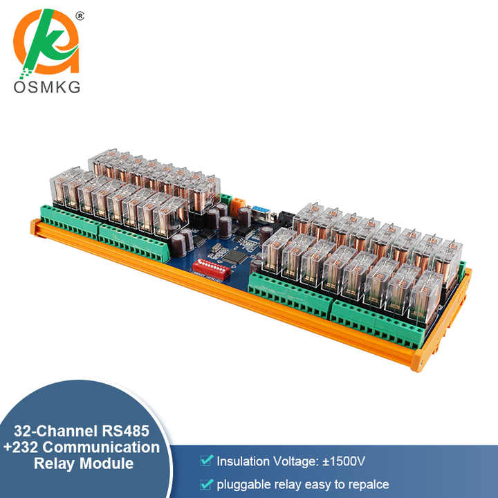 Oshangming 32 channel Relay Board 12V/24V Relay Module with RS485 RS232 ...