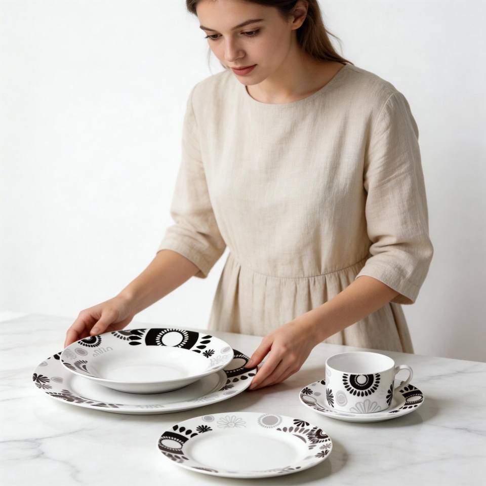 Dandelion Decor Design Hunan Porcelain 4-Piece Dinnerware Sets-Harvit ...