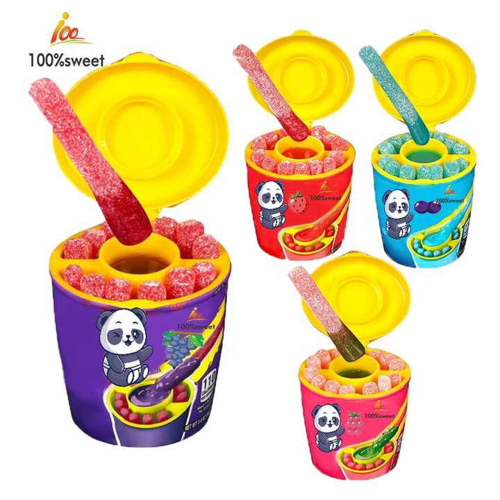 Juicy Fruity Drop Gummy Sweet Gummy Sticks with Sour Dipping Gel