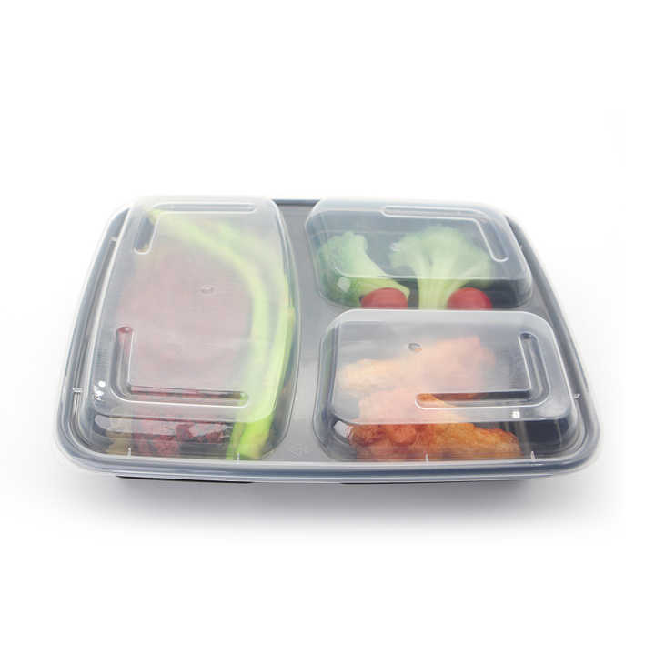 39oz 3 Compartment Microwavable Plastic Food to Go Container With Lids ...