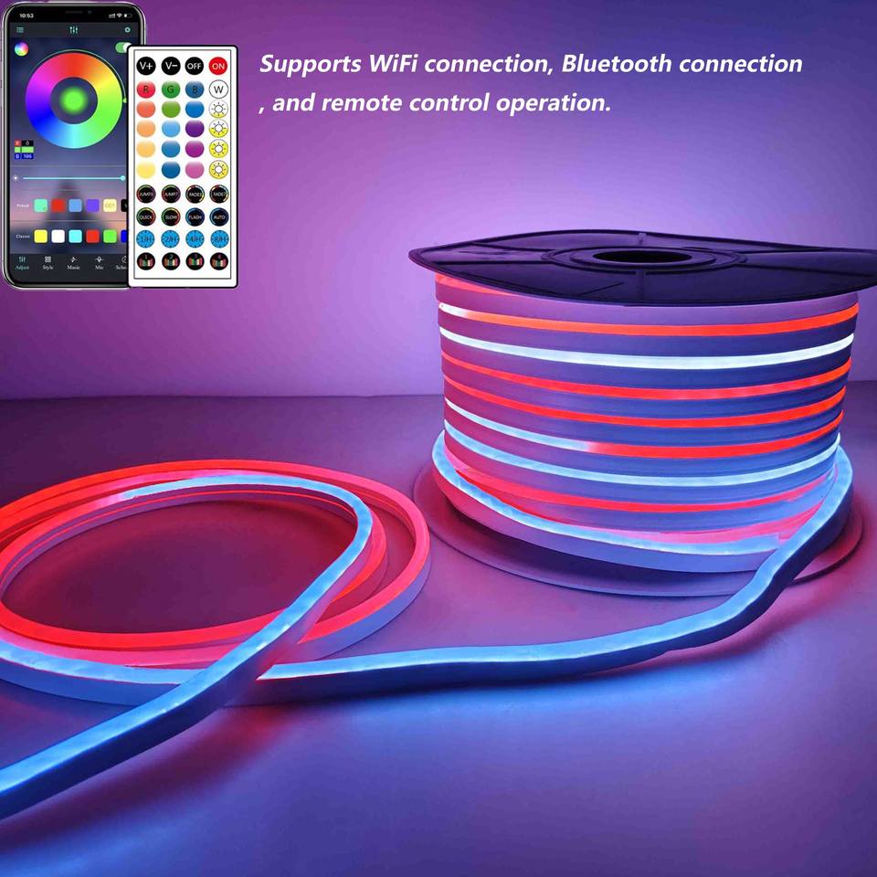 50-meter RGB LED Neon Rope Lights, Supporting Remote Control/app ...