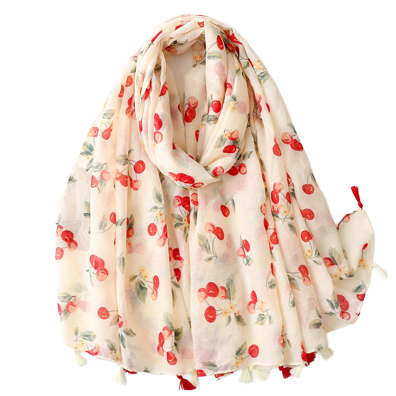 New Spring Summer Female Shawl Small Clear Sweet Cartoon Cotton Linen ...