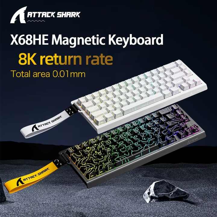 ATTACK SHARK X68HE Magnetic Switch Mechanical Keyboard Rapid Trigger 8k Polling Rate RT0.01 RGB ...