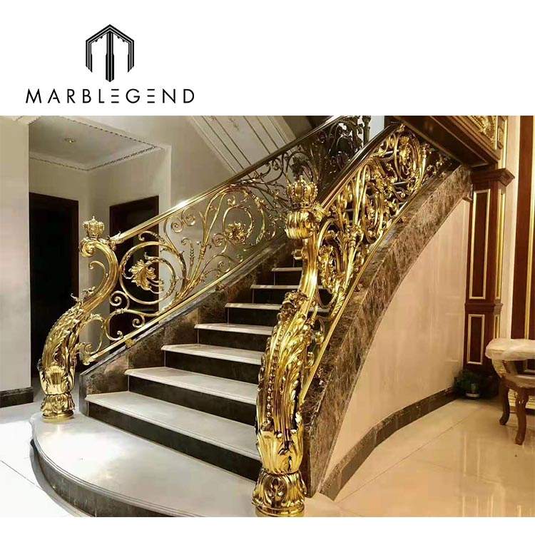 Indoor Brass Handrail - Luxurious Gold Color Banister Railing for ...