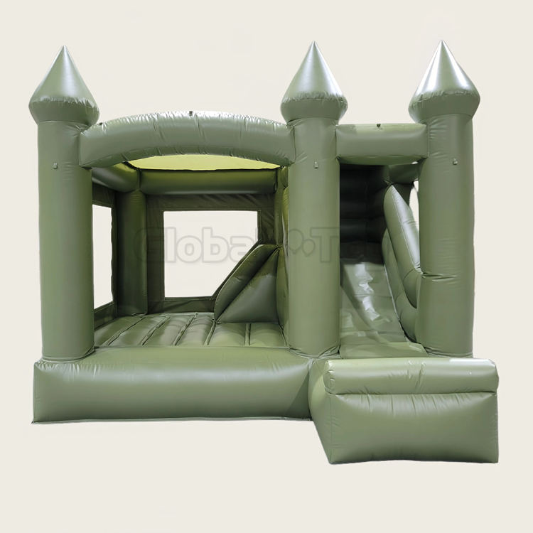 Sage Green Inflatable Castle Bounce House with Slide for Kids Party ...