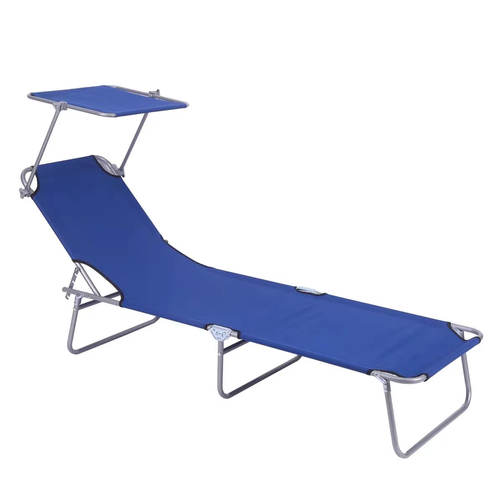 Outdoor Foldable Beach Chair with Adjustable Sun protection Visor ...