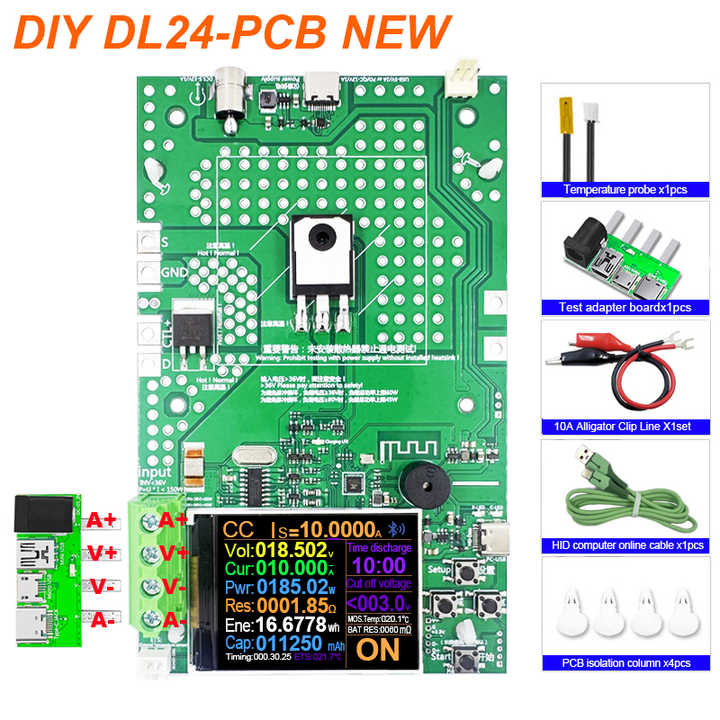 1000W 25A 4-Wire DC Electronic Load Kit DIY DIY 18650 Battery Capacity ...