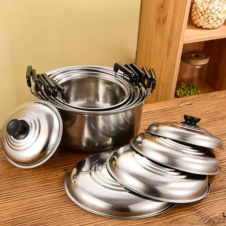 Wholesale 10-Piece Stainless Steel Cookware Set 16-24CM Deep Soup ...