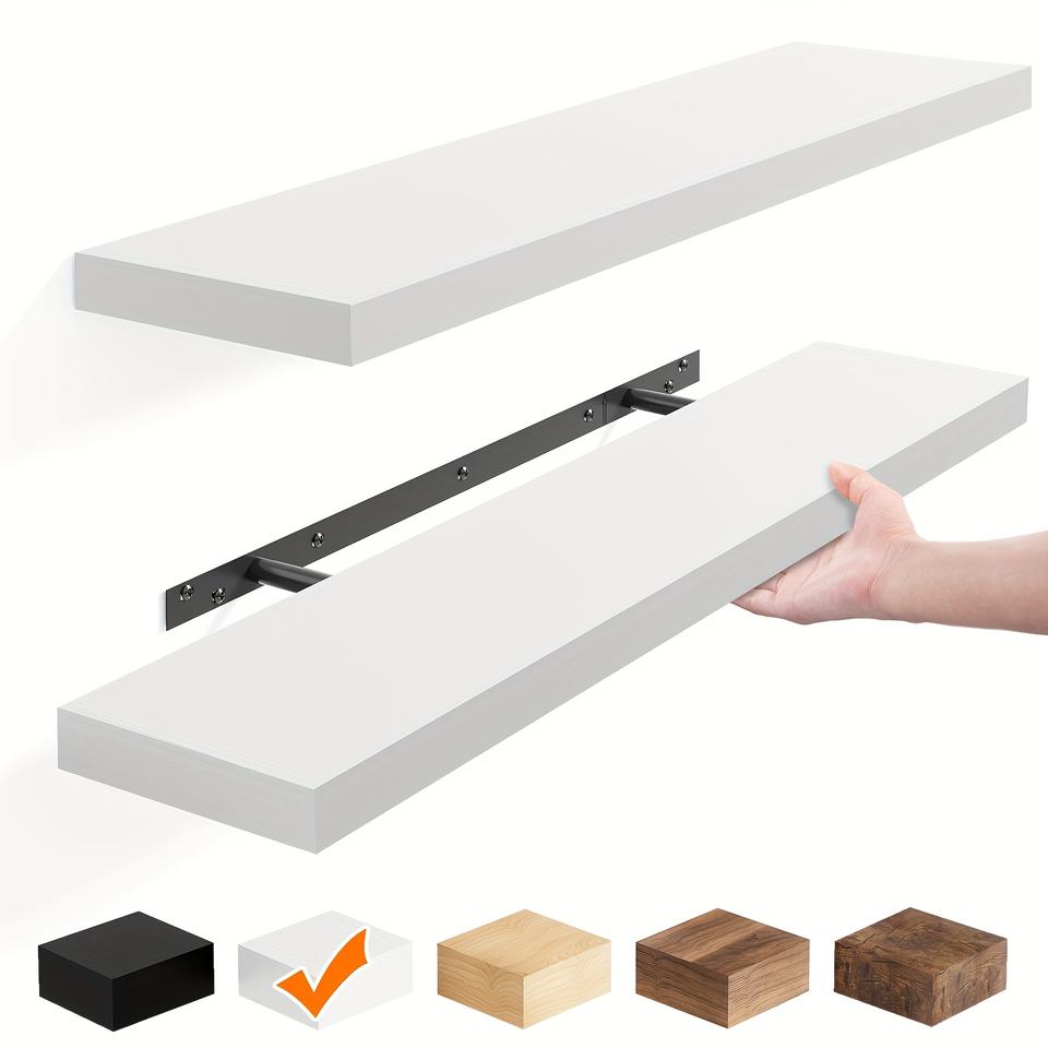 Floating Shelves 2pcs 22" White Hanging Shelf for Wall Decor Invisible ...