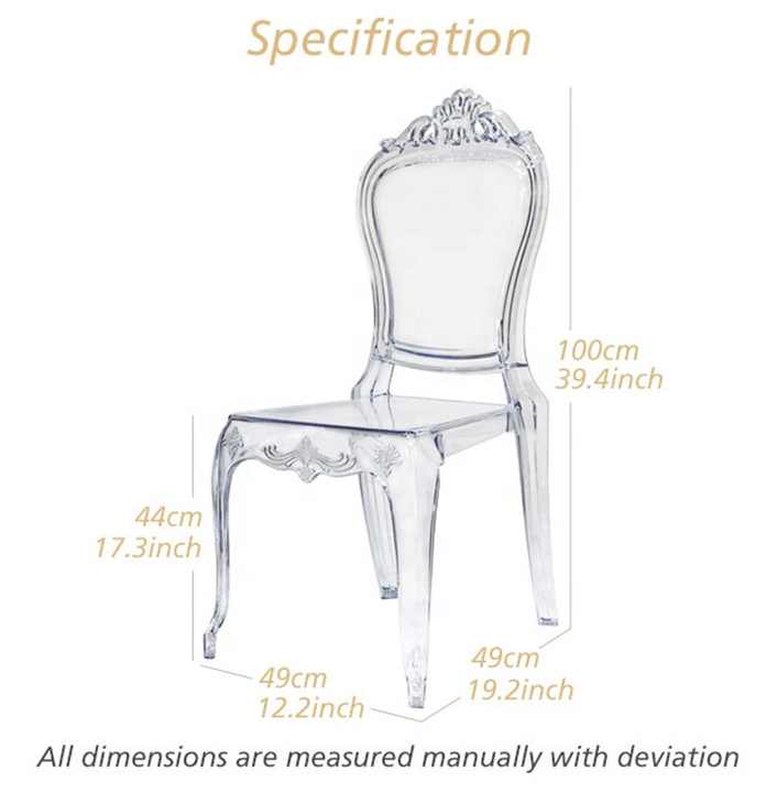 Contemporary Resin Acrylic Princess Chair - Stackable & Durable