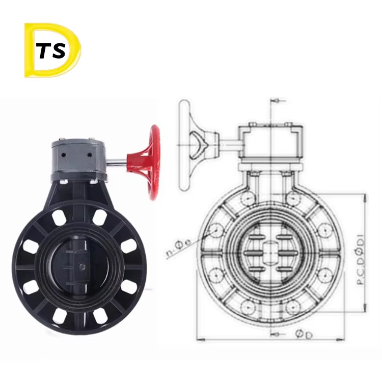 High Quality Flange UPVC Turbine Butterfly Valve Acid Alkali Resistant ...