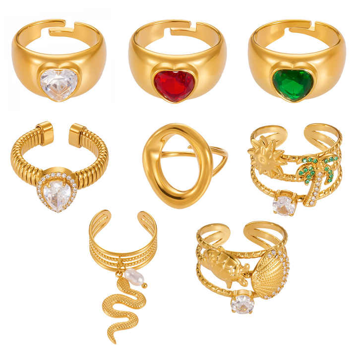 Chunky Ring Non Tarnish Waterproof Stainless Steel Open Design Stylish ...
