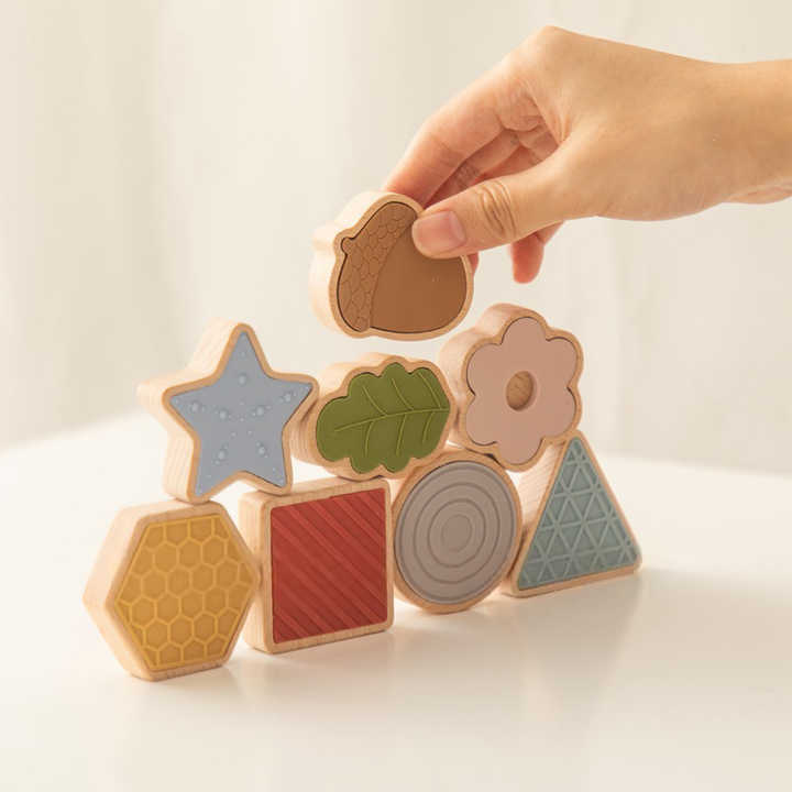Infant Shape Matching Toys for Children Silicone Wood Puzzle Baby Early ...