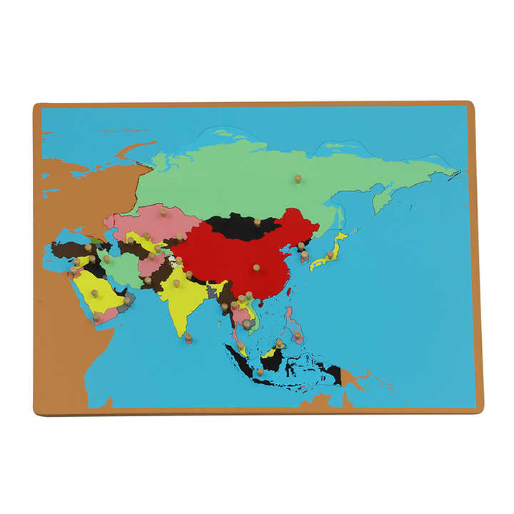 GE012 Puzzle Map of Asia Montessori Materials Educational Wooden Toy ...