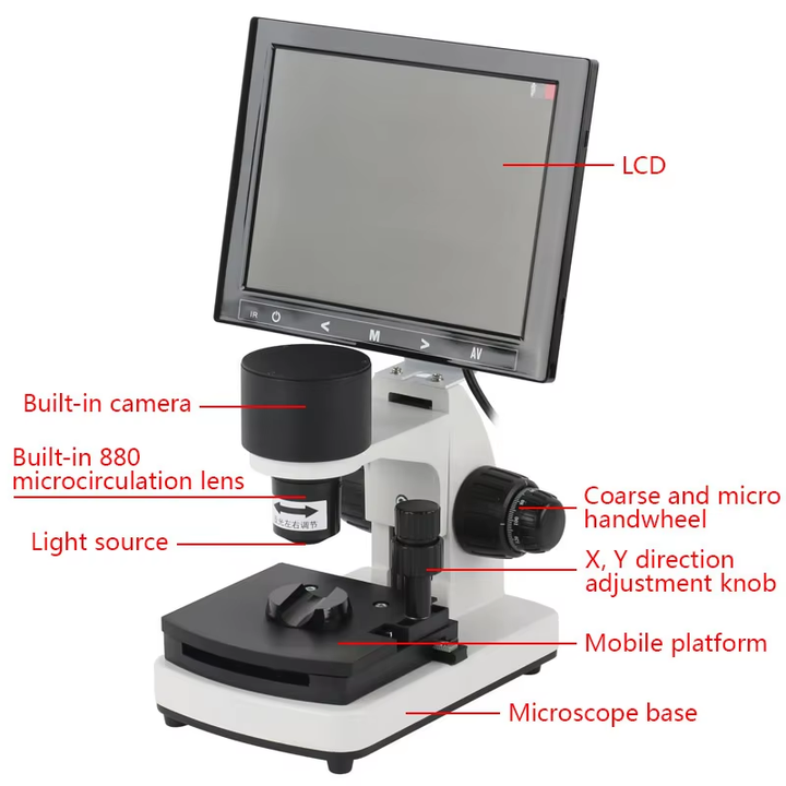 LED Display Nailfolde Microscope - 400x Blood Capillary Microscope