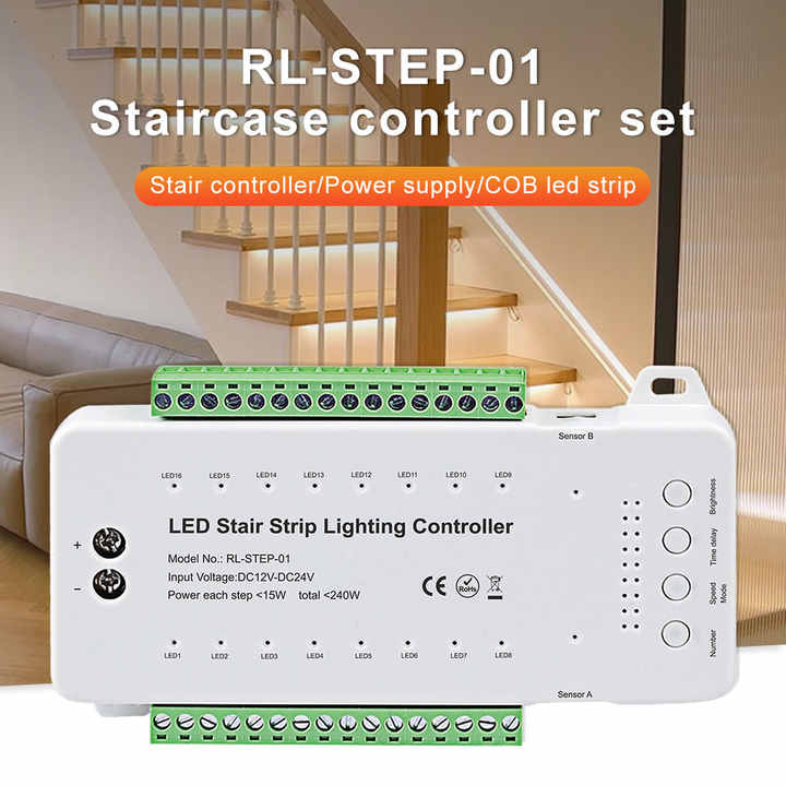 Step-01 16 Steps Intelligent Stair Lighting Controller Set with Long ...