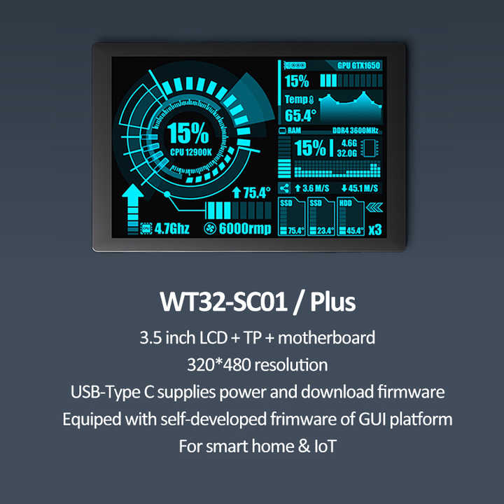 WT32-SC01 Plus - 3.5 Inch Smart Display for ESP32 Development