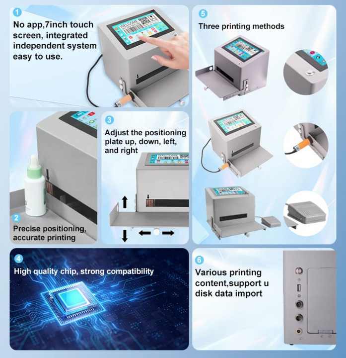 12.7mm 7-inch Screen Expiry Date Desktop Static Printer Industrial Code Coding Machine Static ...