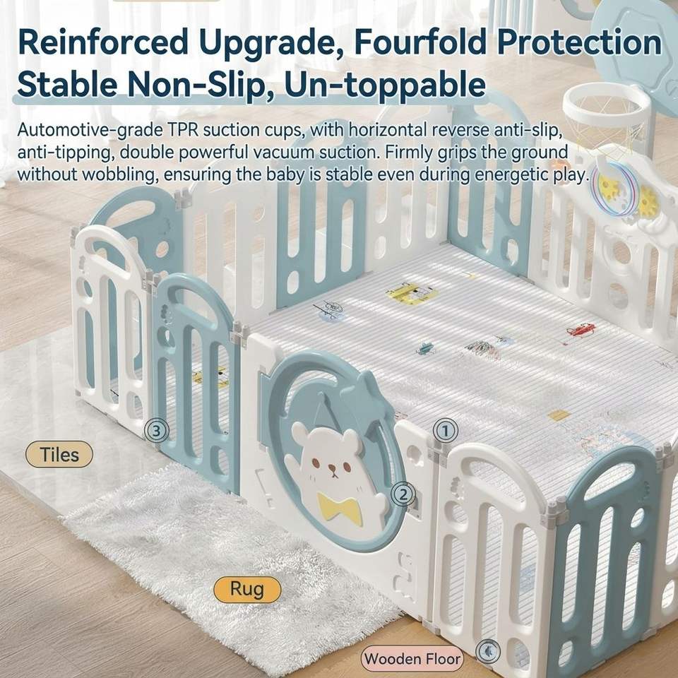 61cm Plastic Contemporary Design Toddler Playpen Anti-Tipping Panels ...